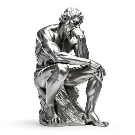 생각하는 사람의 그림 오귀스트 로댕을 묘사한 3d 조각품 프리미엄 사진