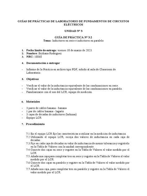 guias de laboratorio 3 2 de fce pdf pdf inductor corriente eléctrica