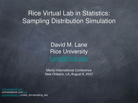 Ppt Rice Virtual Lab In Statistics Sampling Distribution Simulation Powerpoint Presentation