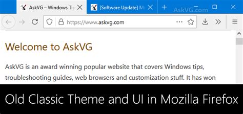 [tip] Restore Old Classic Theme And Ui In Firefox 89 And Later Versions Askvg