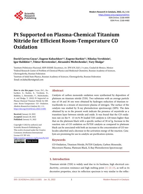 Pdf Pt Supported On Plasma Chemical Titanium Nitride For Efficient