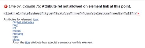 Right Now Attribute Rel Not Allowed On Element Link At This Point