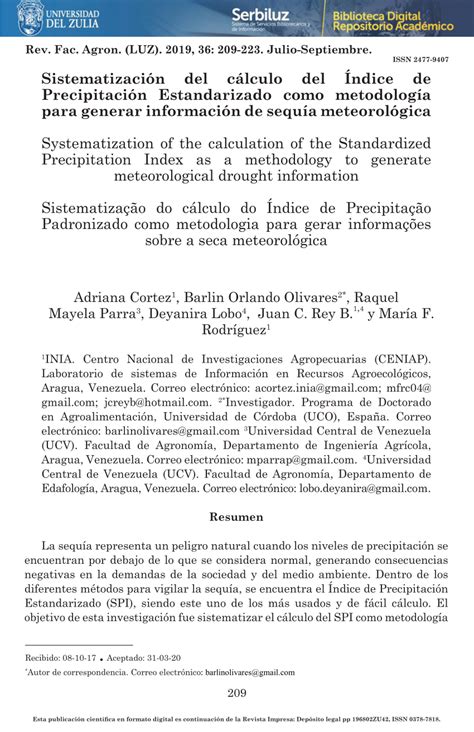 Pdf Systematization Of The Calculation Of The Standardized Precipitation Index As A