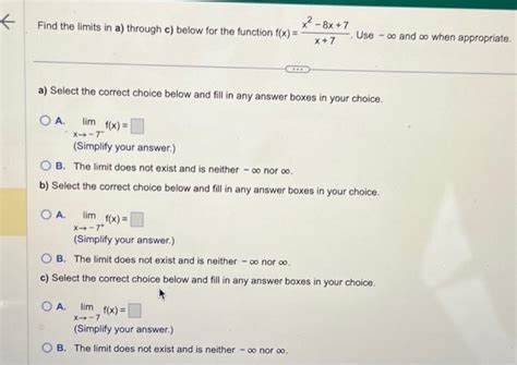 Solved Find The Limits In A Through C Below For The Chegg