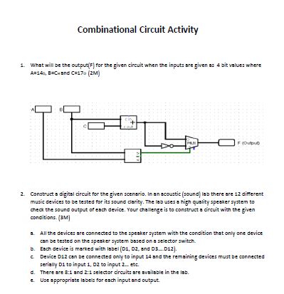 Solved Combinational Circuit Activity What Will Be The Chegg