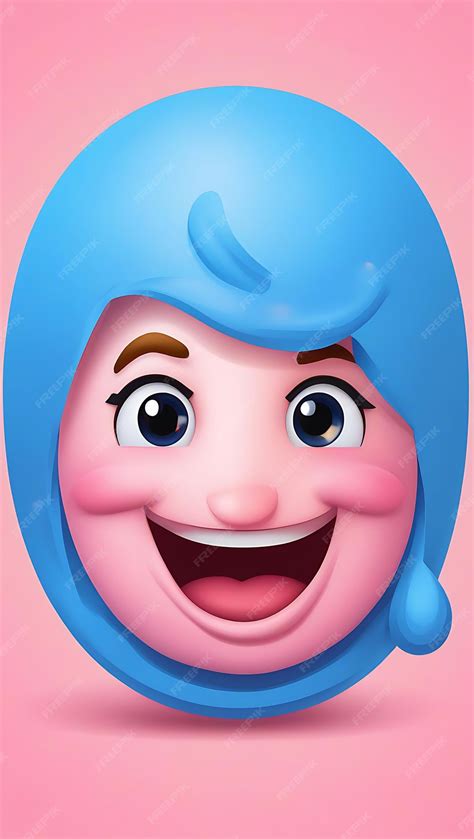 Shy Face With Blushing Cheeks Emoji Powder Blue Generative Ai Premium