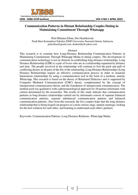 Pdf Communication Patterns In Distant Relationship Couples Dating In Pdf Communication Patterns In Distant Relationship Couples Dating In