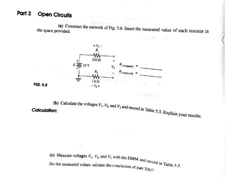 solved part 3 open circuits a construct the network of