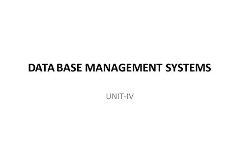 Normalisation Normal Forms Data Base Management Systems Unit Iv