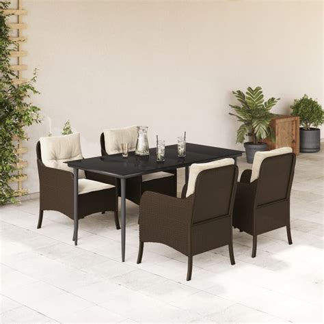 Lark Manor 5 Piece Garden Dining Set With Cushions Poly Rattan