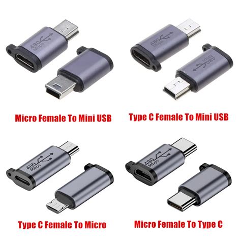 Type C Female To Micro USB TypeC Female To Mini USB Micro USB Female To Type