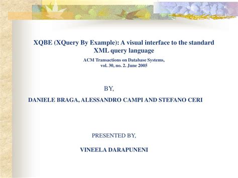 Ppt Xqbe Xquery By Example A Visual Interface To The Standard Xml