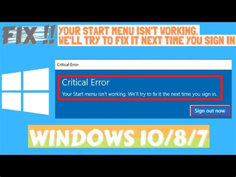 Fix Critical Error Your Start Menu Isnt Working