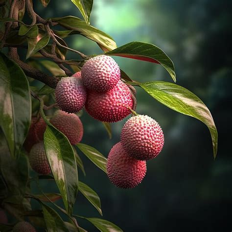 Premium Ai Image Lychee Growing On A Lychee Tree And Fruit Generative Ai