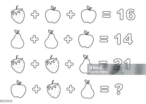 카운팅 게임 수학 교육 키즈 게임 교육용 어린이 게임 인쇄 가능한 워크시트 벡터 일러스트레이션 색칠하기 책 페이지 2학년을 위한