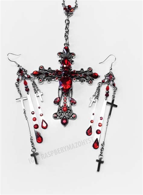 Raspberry Mazohyst ~ Kyrie Necklace And Earrings Set By Indie Brand