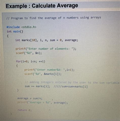 Solved Example Calculate Average Program To Find The