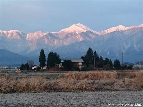 常念岳の朝焼け 安曇野の風景写真 ビューポイントあづみの