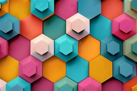 Abstract Colorful Hexagon Pattern Geometric 3d Background Design Stock Illustration