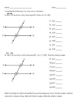 Parallel Lines Transversal Quiz Key Included By Beyond The Ordinary