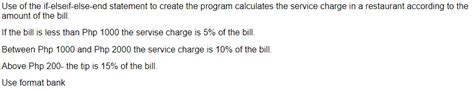 Solved Use Of The If Elseif Else End Statement To Create The