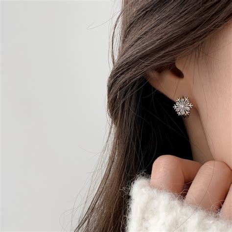 당일출고 실버925은침 트래피즈 스노우 팬던트 큐빅 실버 원터치 링 귀걸이 에이블리