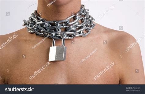 Woman Locked Padlock Chain Around Her Stock Photo 76968361 Shutterstock