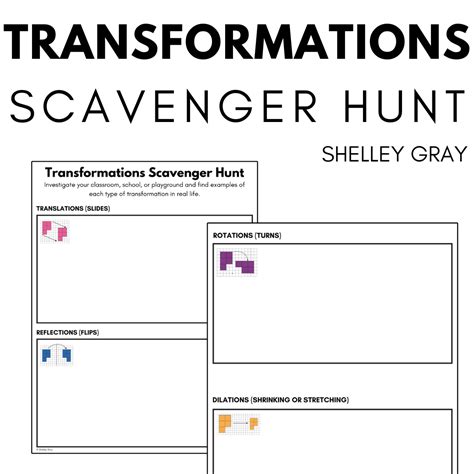Transformations Scavenger Hunt Translations Reflections Rotations Shelley Gray Teaching