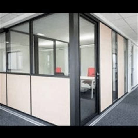 Aluminium Glass And Particle Board Partition 4mm Plain Glass 12mm Particle Board Grey