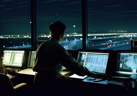Premium Ai Image Working As An Air Traffic Controller