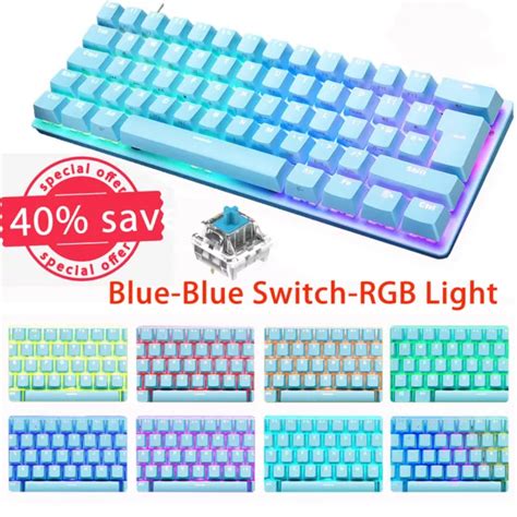 UK LAYOUT WIRED Mechanical Gaming Keyboard Keys LED RGB Backlit