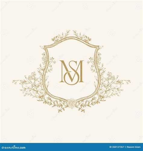Ms Initial Wedding Monogram Logo Crest Wedding Logo Design Custom