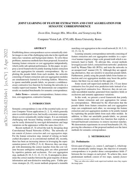 Pdf Joint Learning Of Feature Extraction And Cost Aggregation For Semantic Correspondence