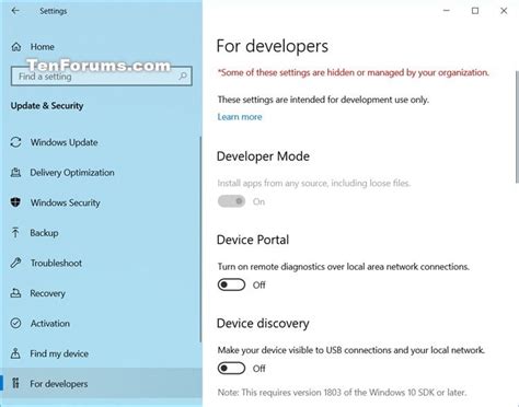 Turn On Or Off Developer Mode In Windows 10 Tutorials