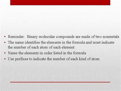 Naming And Writing Formulas For Covalent Bonds Unit