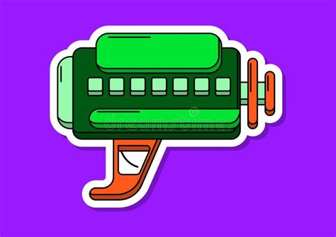 Vector Sticker Blaster In Cartoon Style Isolated Colorful Toy Gun For