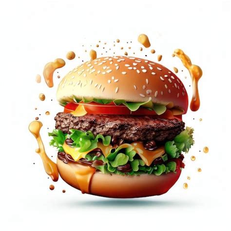 Fiesta De Hamburguesas Gourmet Ilustración De Comida Realista Ia