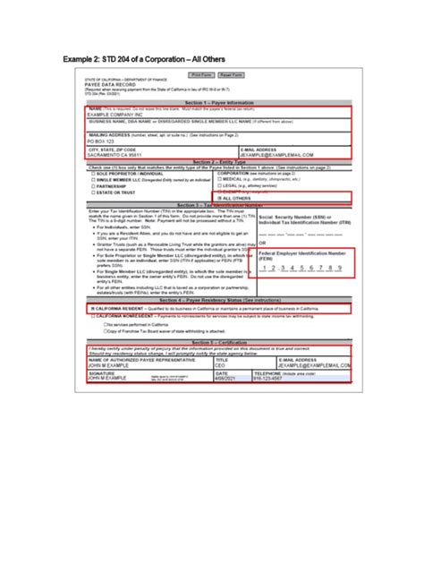 Fillable Online Std 204 For Corporation Std 204 For Corporation Fax Email Print Pdffiller
