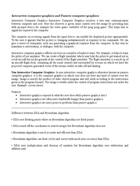 Interactive Computer Graphics And Passive Computer Graphics Pdf Games And Activities Computers