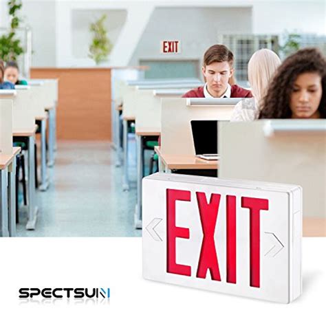 SPECTSUN 4 Pack Led Exit Sign With Battery Backup Hradwired Red Exit Light LED 4 Pack