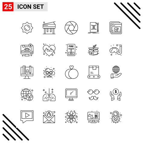 Pixle Perfect Set Of 25 Line Icons Outline Icon Set For Webite Designing And Mobile Applications