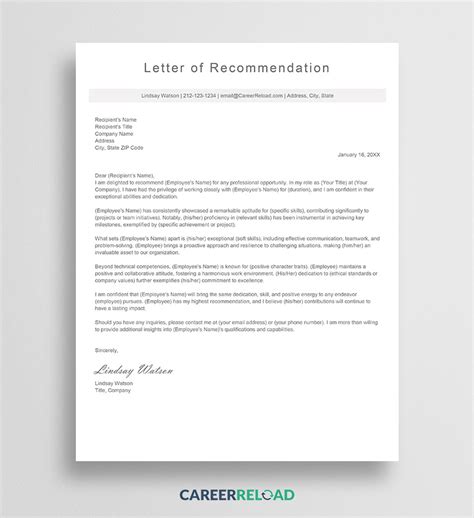 Recommendation Letter Template Sample Template Samples