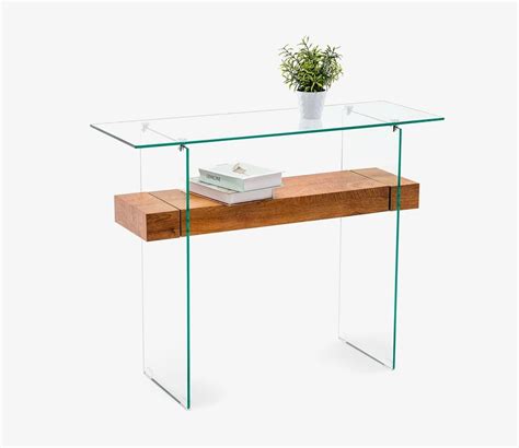 Product Of The Week Glass Console Table With Rustic Shelf