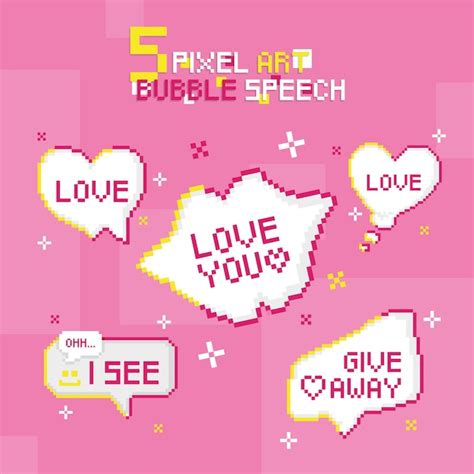 Premium Vector Set Of Pixel Speech Bubbles With A Cartoon Expression