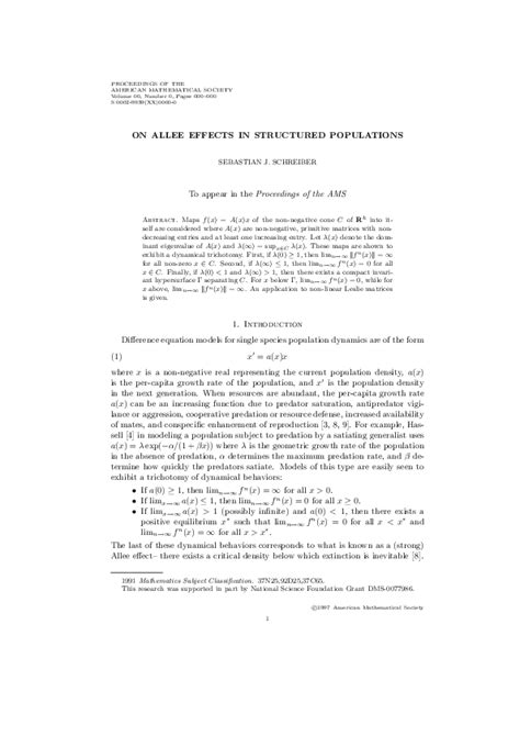 Pdf On Allee Effects In Structured Populations