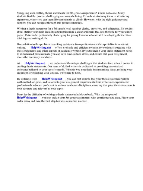 Thesis Statements For 5th Grade Pdf Essays Thesis