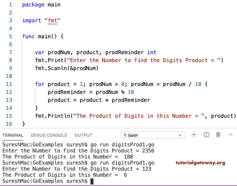 Go Program To Find Product Of Digits In A Number
