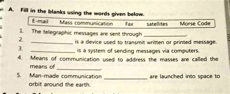 Solved A Fill In The Blanks Using The Words Given Below Fill In