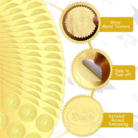 216 Pcs Embossed Gold Seals For Certificates Achievement