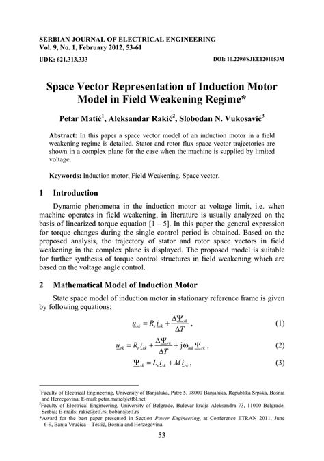 Pdf Space Vector Representation Of Induction Motor Model In Field